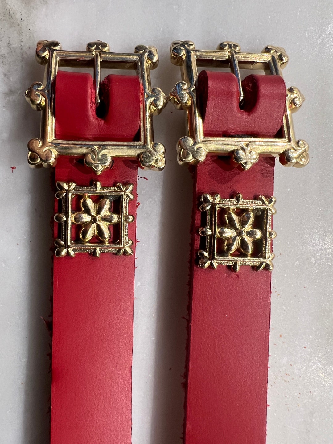 Pair of Medieval Red Garters With Piercework Decor - SCA - HEMA ...