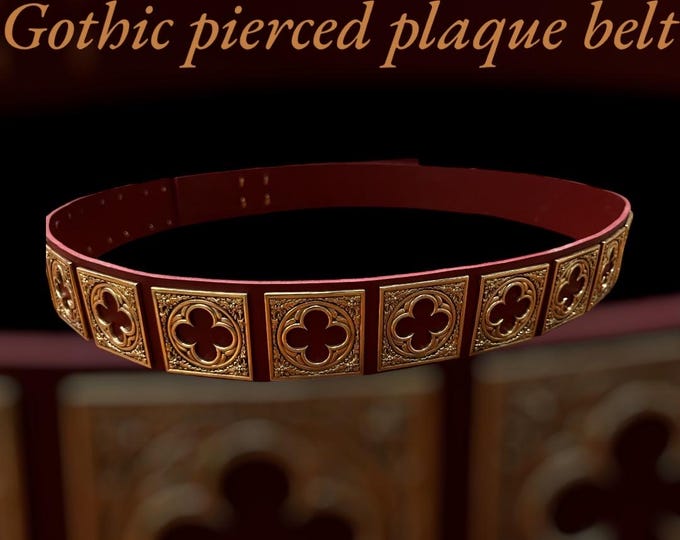 14th - 15th Century Knightly Plaque Belt Mounted on Burgundy - Gothic ...