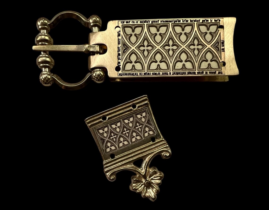 Late Medieval Gothic Carved Medieval Belt Buckle and Tip Set - SCA ...