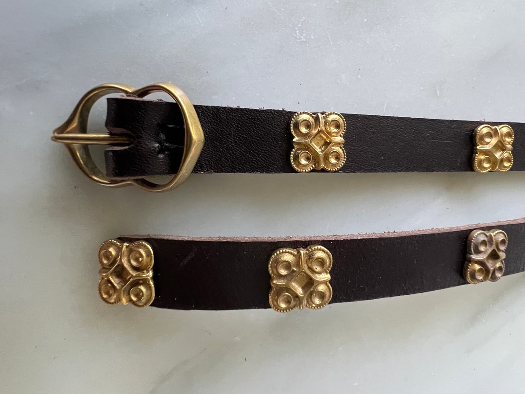 Pair of Medieval Garters - Rich - Dark Brown Set With Quatrefoil Studs ...