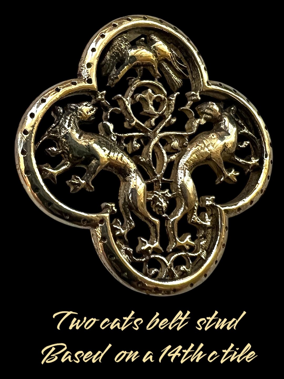 14th Century Brass Cat Belt Stud: Medieval Reenactment Accessory - Etsy