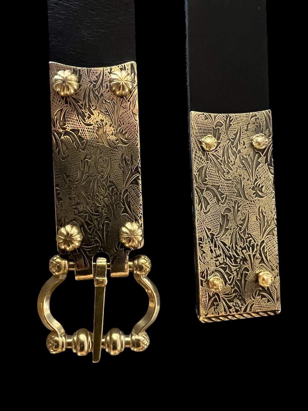 Custom Engraved 14th C. Medieval Belt Buckle Chape and Roped Tip - SCA ...