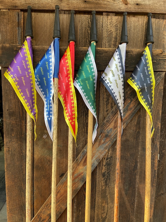 Medieval / chivalric Virtue Spear Pennants | Etsy