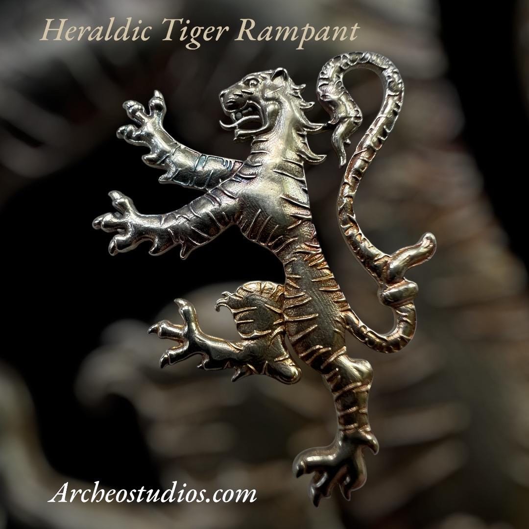 Animal / Heraldic Tiger Rampant - Jewelry Pin - Pilgrim's Badge - Sca ...