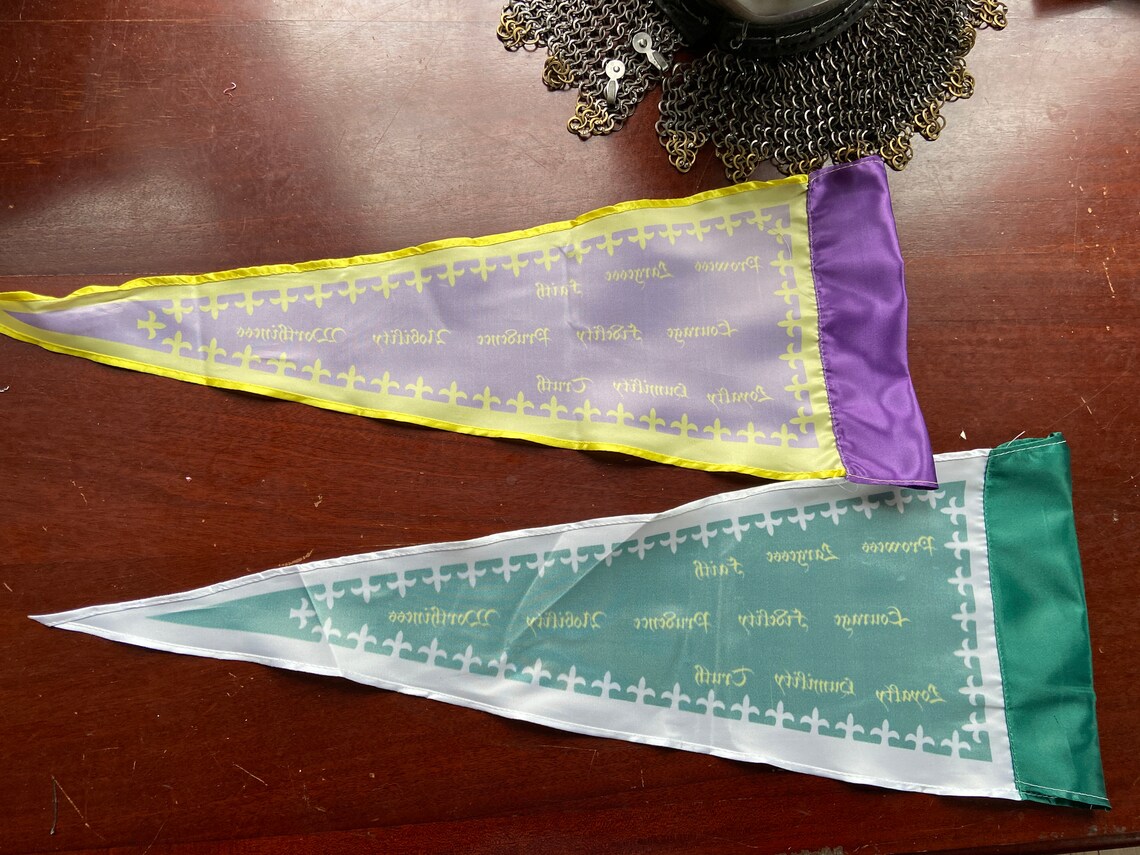 Medieval / chivalric Virtue Spear Pennants | Etsy