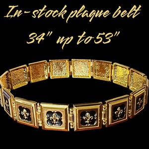 14th - 15th Century Knightly Plaque Belt - Black With Fleur-de-lis - 35 ...