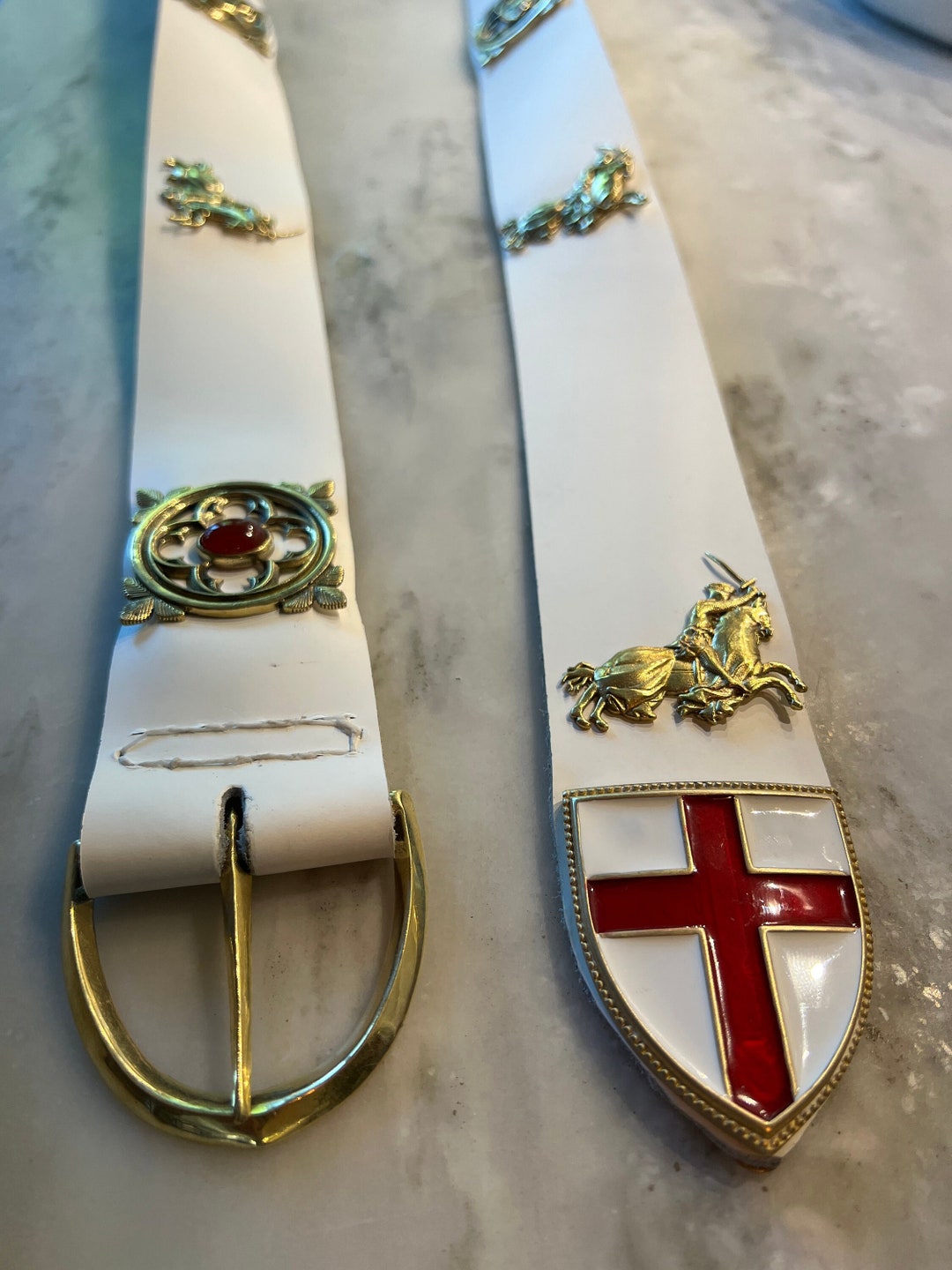 White Medieval 13th Century Knight's Belt With Maciejewski Bible Studs ...