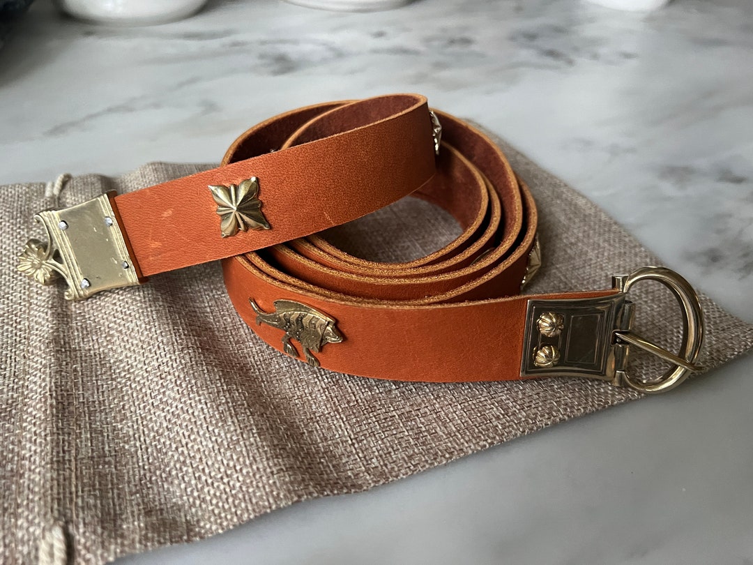Medieval Belt - Light Brown With Bestiary Turtles and Pyramids - SCA ...