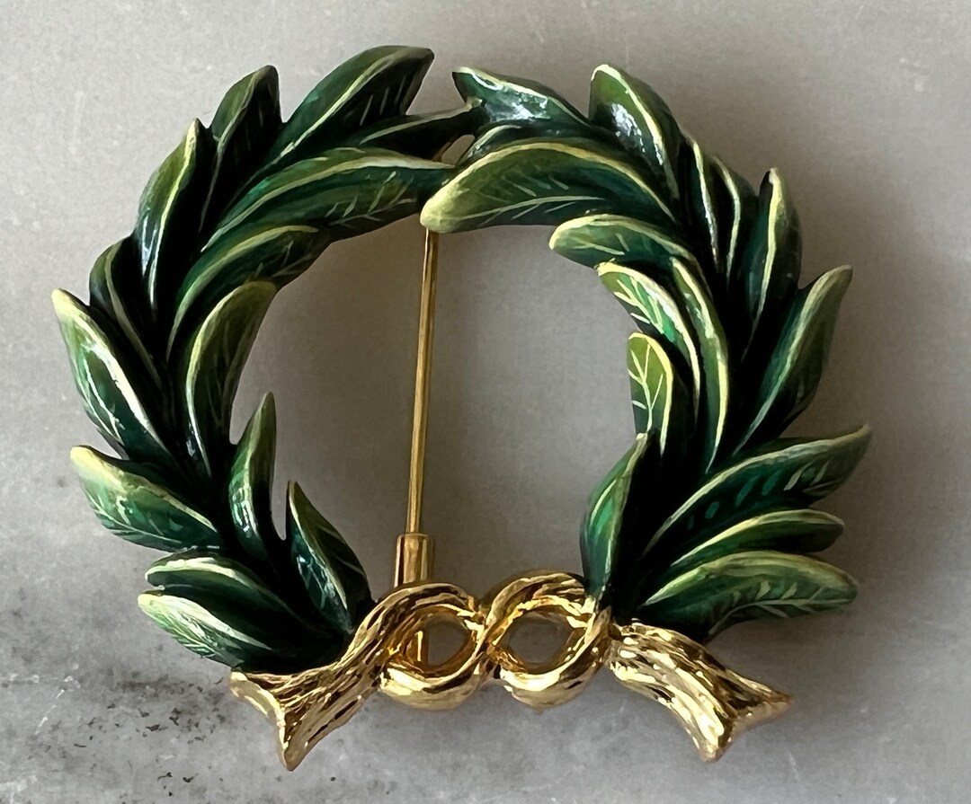 Laurel - Hand Painted Brooch Over Gold - SCA - Religious - Etsy