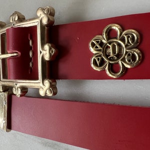 Red Latigo Leather Medieval Belt: Chivalric Virtue Theme, SCA HEMA ...