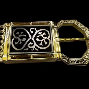 Medieval Gothic Brass Buckle Set: Custom Inset Panel, Reenactment SCA ...