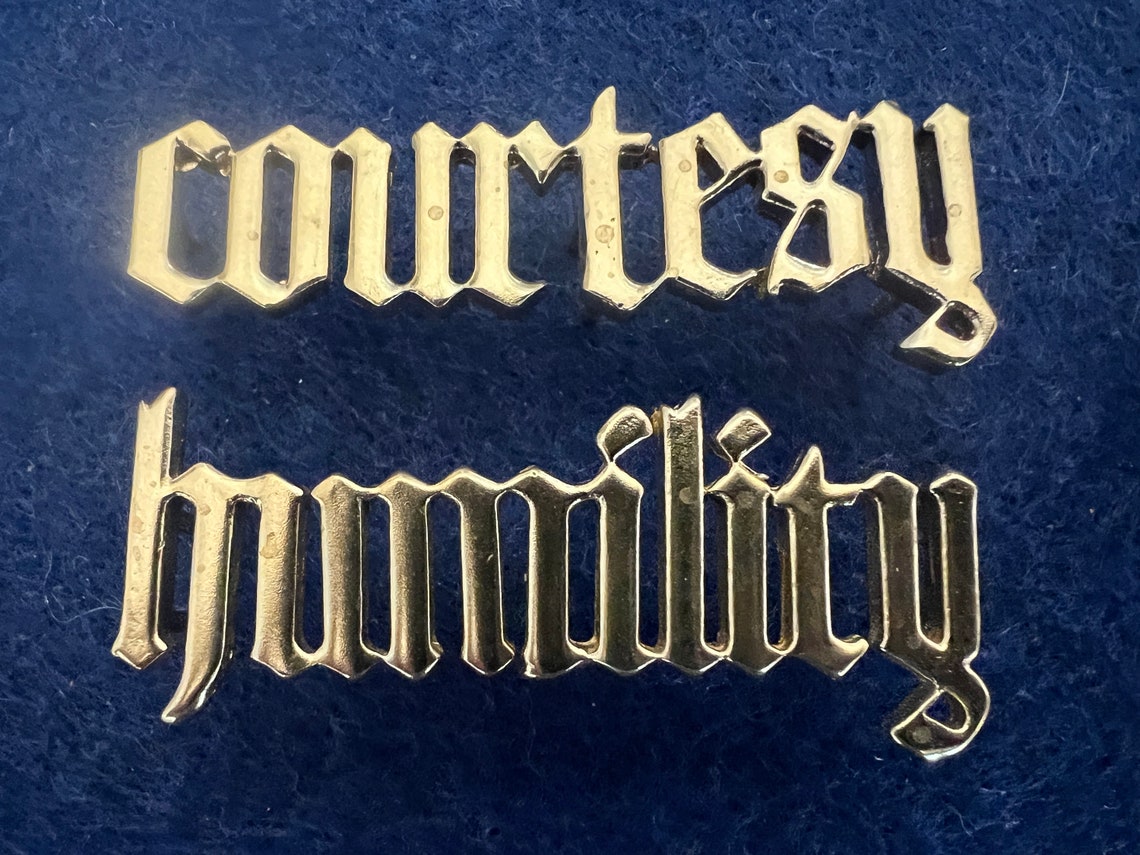 Chivalry Virtue Studs - Gothic Lettering Leather, Wood Etc. - SCA, LARP ...