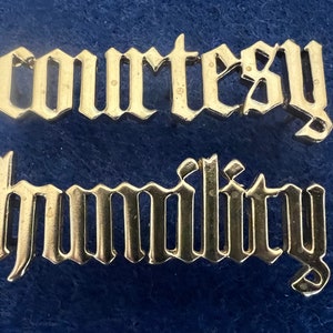 Chivalry Virtue Studs - Gothic Lettering Leather, Wood Etc. - SCA, LARP ...