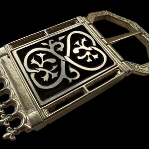 Medieval Gothic Brass Buckle Set: Custom Inset Panel, Reenactment SCA ...
