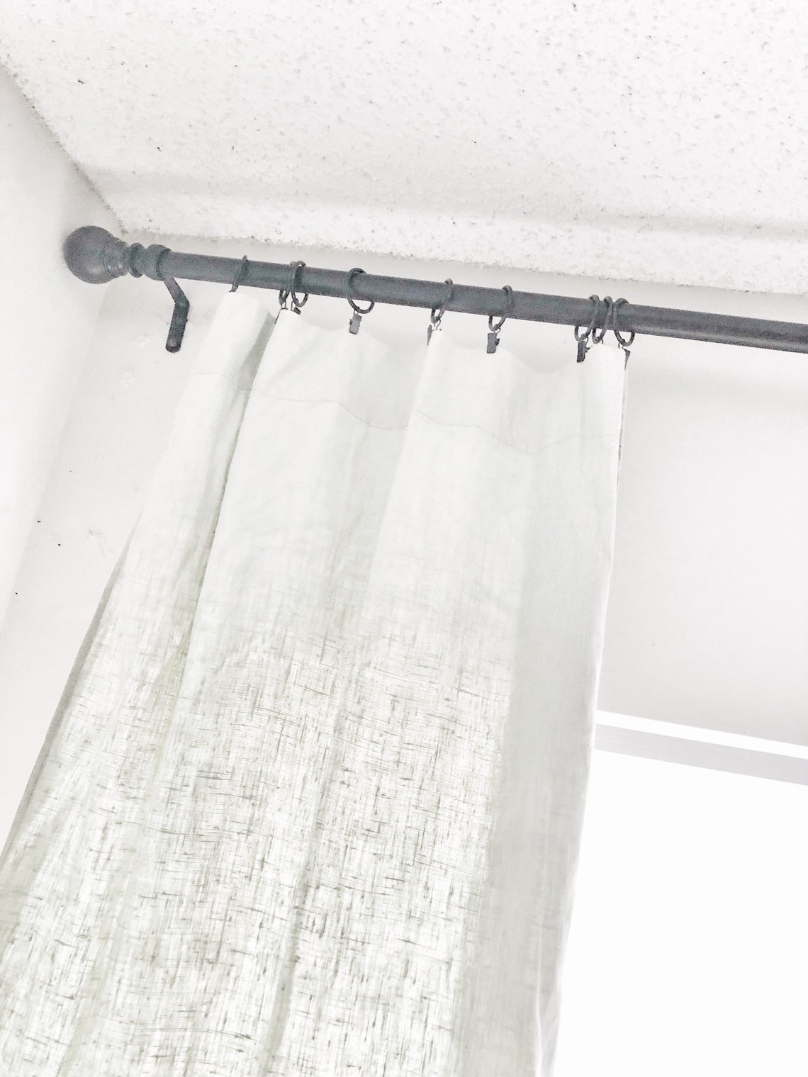 Linen curtain / Shabby chic curtain linen / Big bottom Ruffle | Etsy