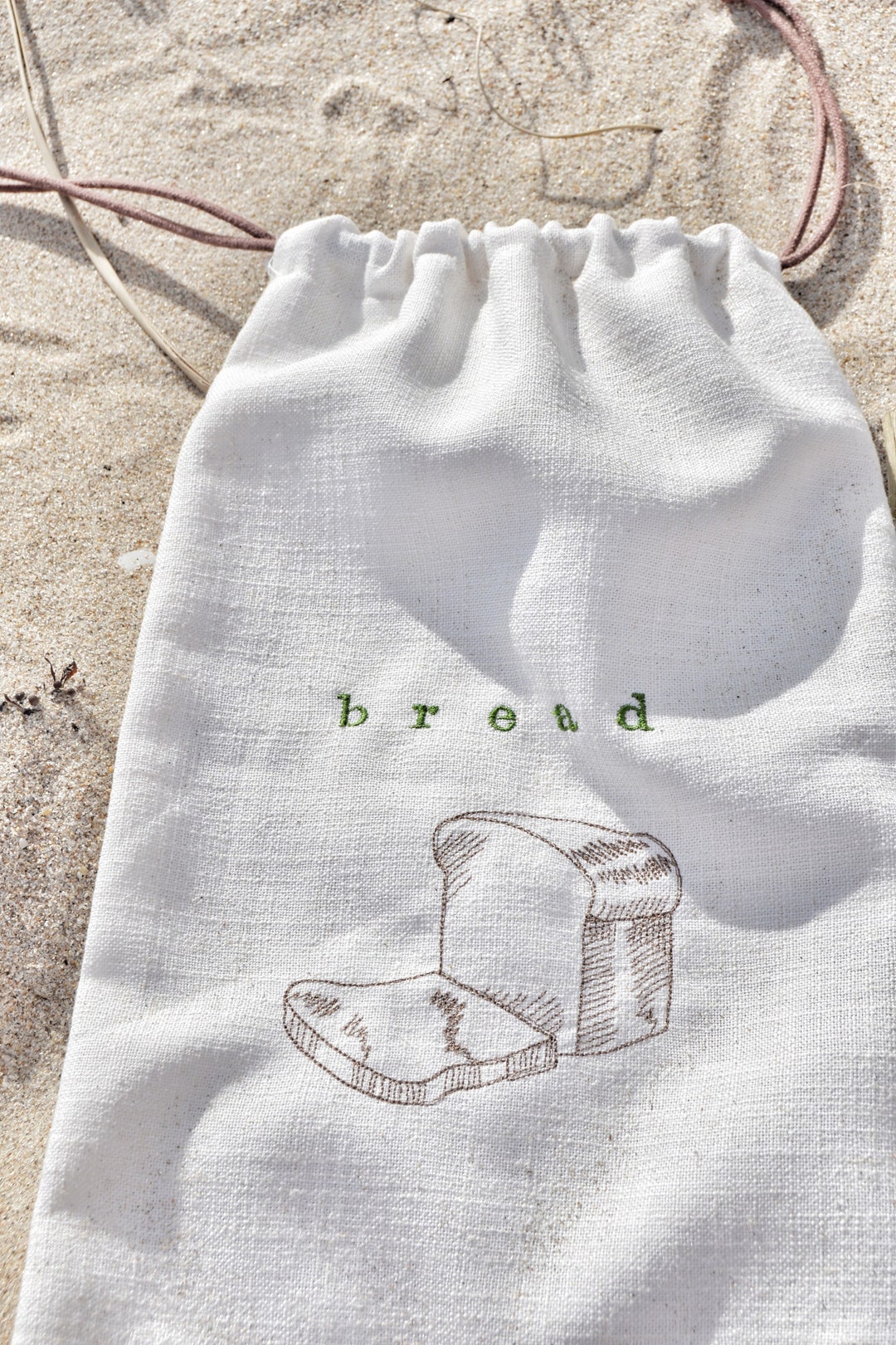 Custom Bread Bag Embroidery Linen Bread Bag Personalized Drawstring ...