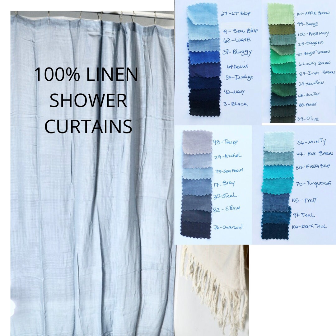 Linen Shower Curtain / Bohemian Shower Curtain / Minimalist Shower ...