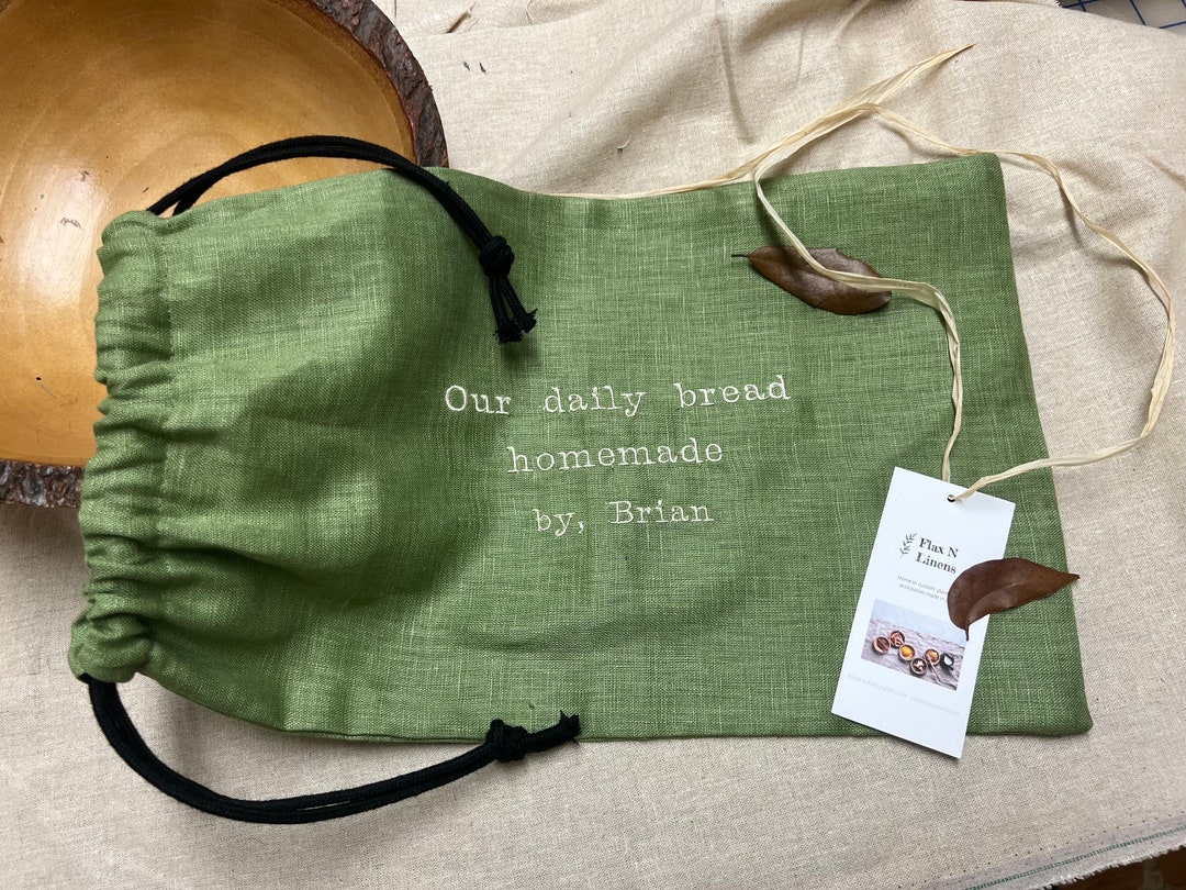 Linen Sourdough Bread Bag Custom Linen Bread Bag Embroidered Linen ...