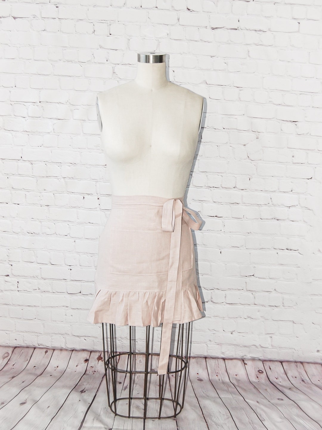 Cute Half Apron Linen Blush Pink / Vintage Inspired Half Linen Apron ...