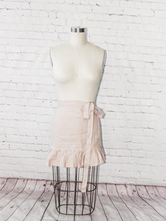 Cute Half Apron Linen Blush Pink / Vintage Inspired Half Linen - Etsy