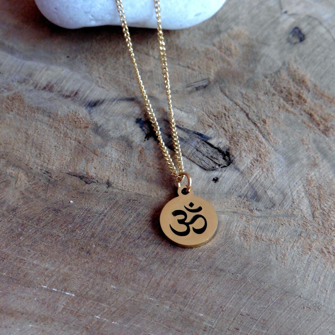 Gold Stainless Steel Chain Aum Symbol Round Pendant Women - Etsy