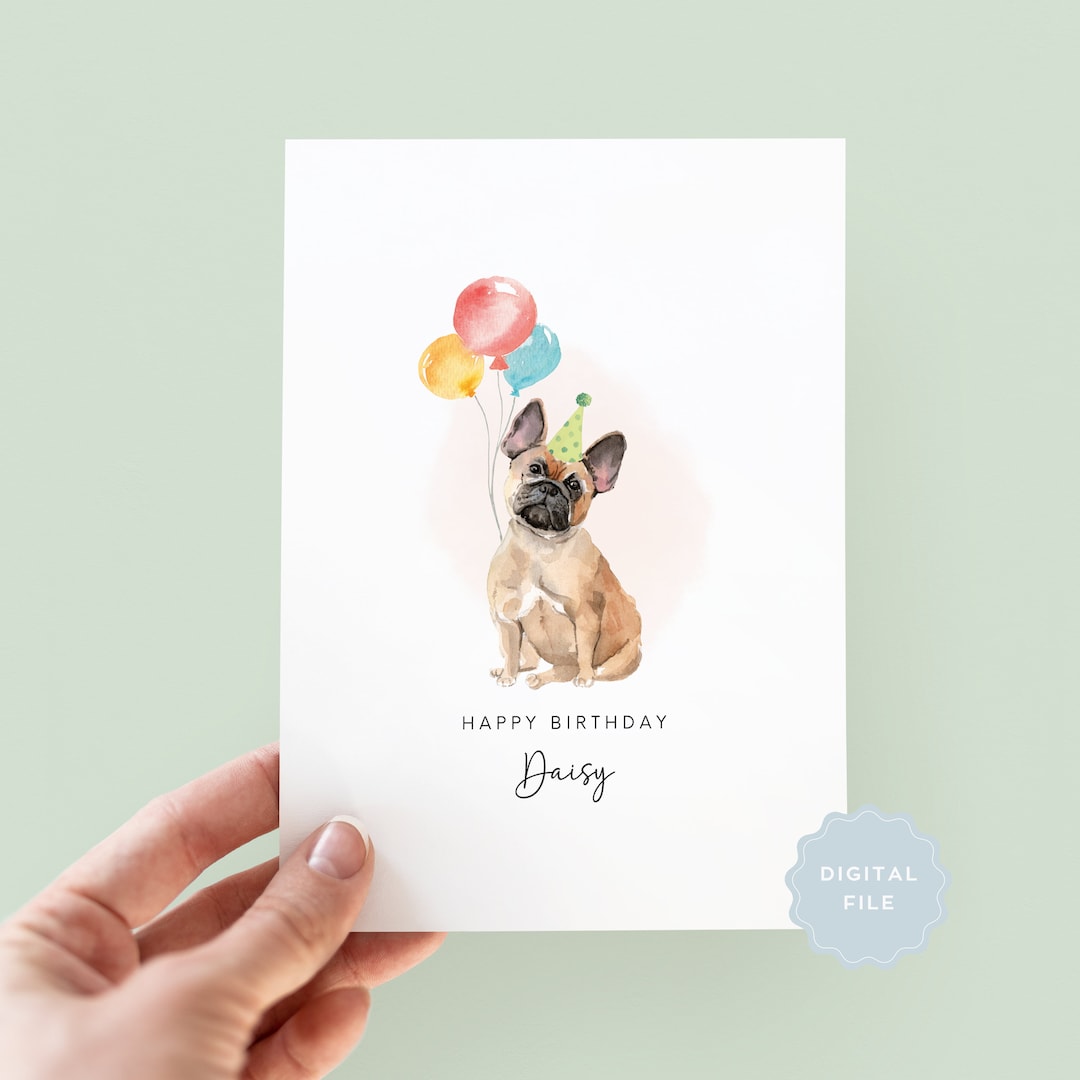 Printable French Bulldog Birthday Card From the Dog, Birthday Card for ...