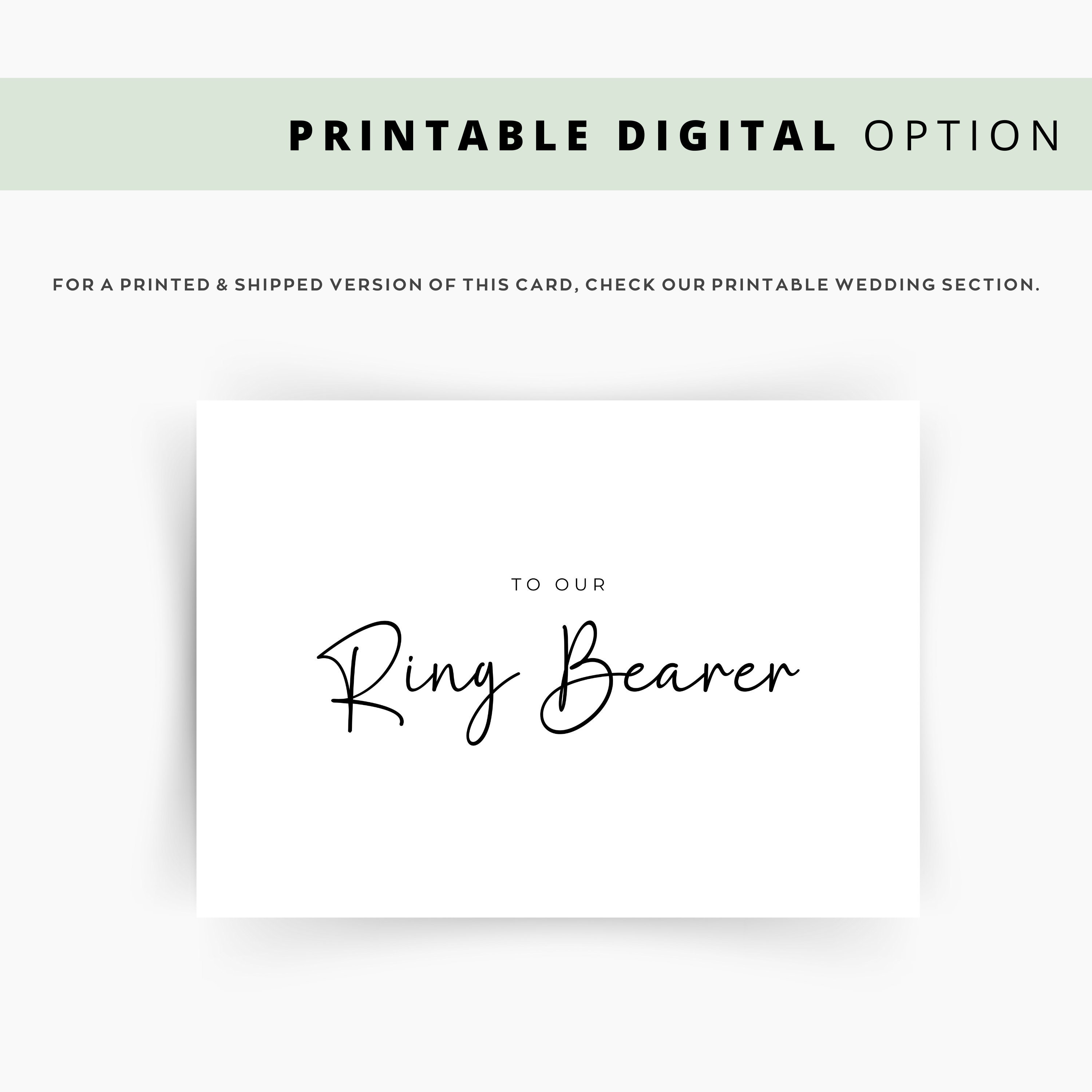 To Our Ring Bearer Thank You Card, Wedding Ring Bearer Card, Card for ...