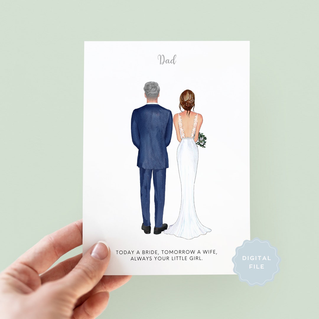Printable Personalised Father of the Bride Wedding Card, Wedding Day ...