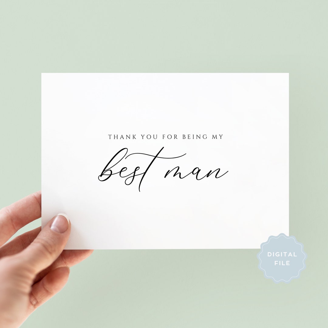 Printable Classic Thank You Best Man Card, Best Man Wedding Thank You ...