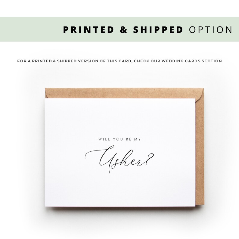Printable Classic Will You Be My Usher Wedding Card, Card to Usher ...