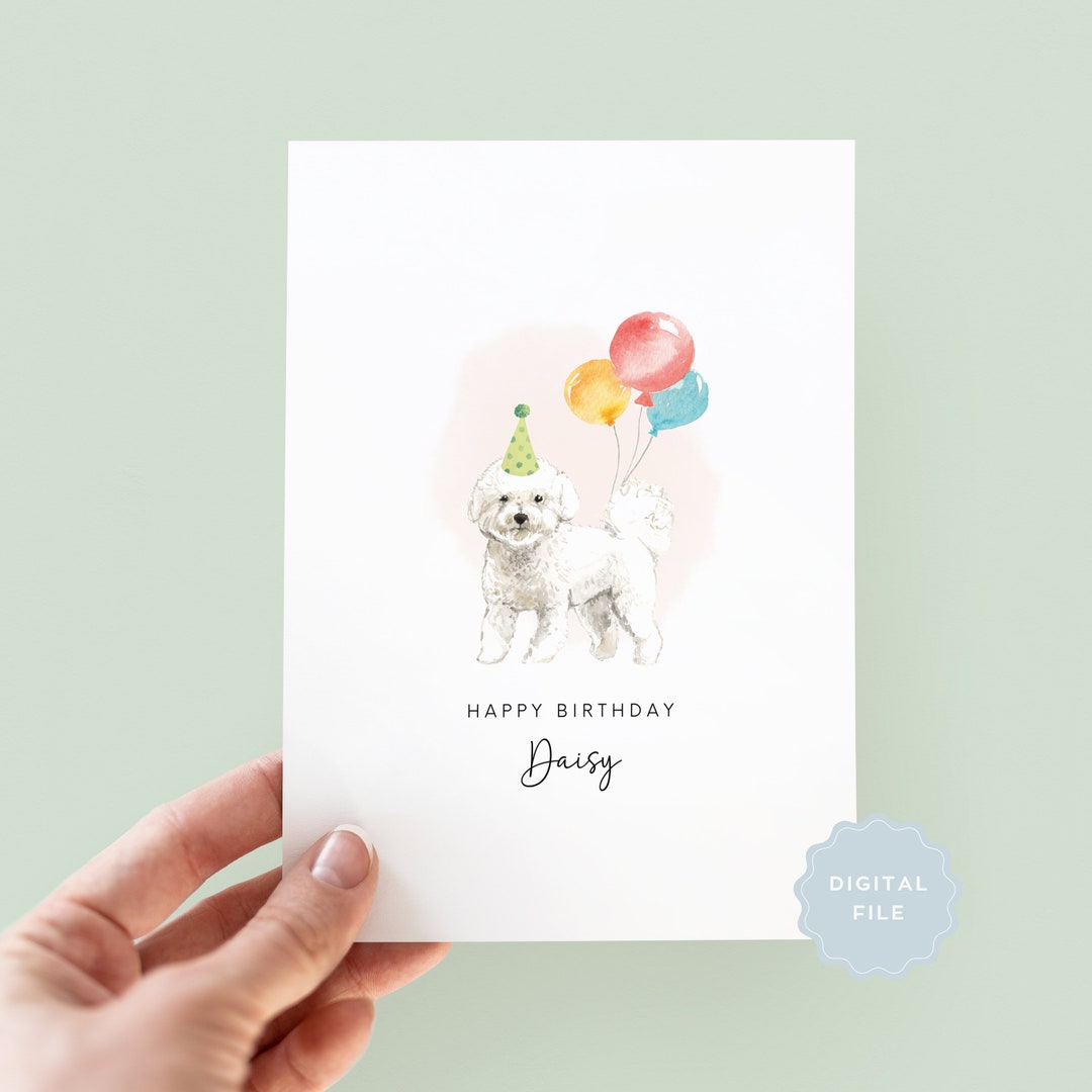 Printable Bichon Frise Birthday Card From the Dog, Birthday Card for ...