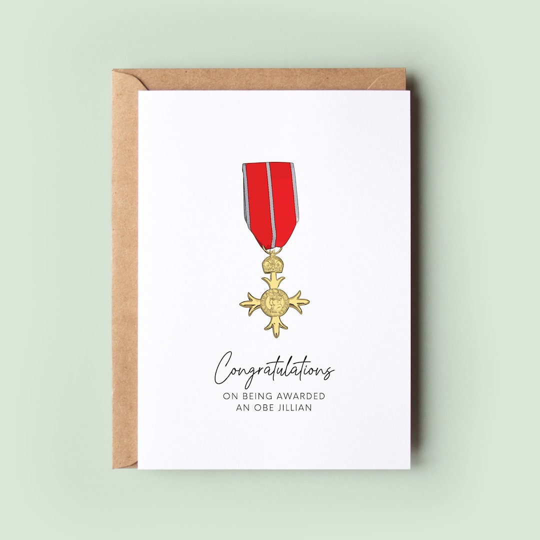 Congratulations on Being Awarded an OBE Personalised Greeting Card, OBE ...