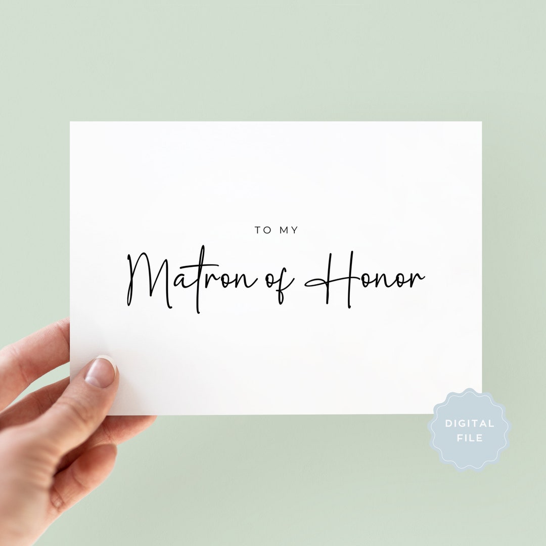 Printable to My Matron of Honor Thank You Card, Wedding Matron of Honor ...