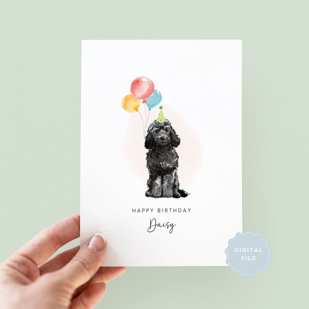 Printable Cockapoo Birthday Card From the Dog, Birthday Card for Dog ...