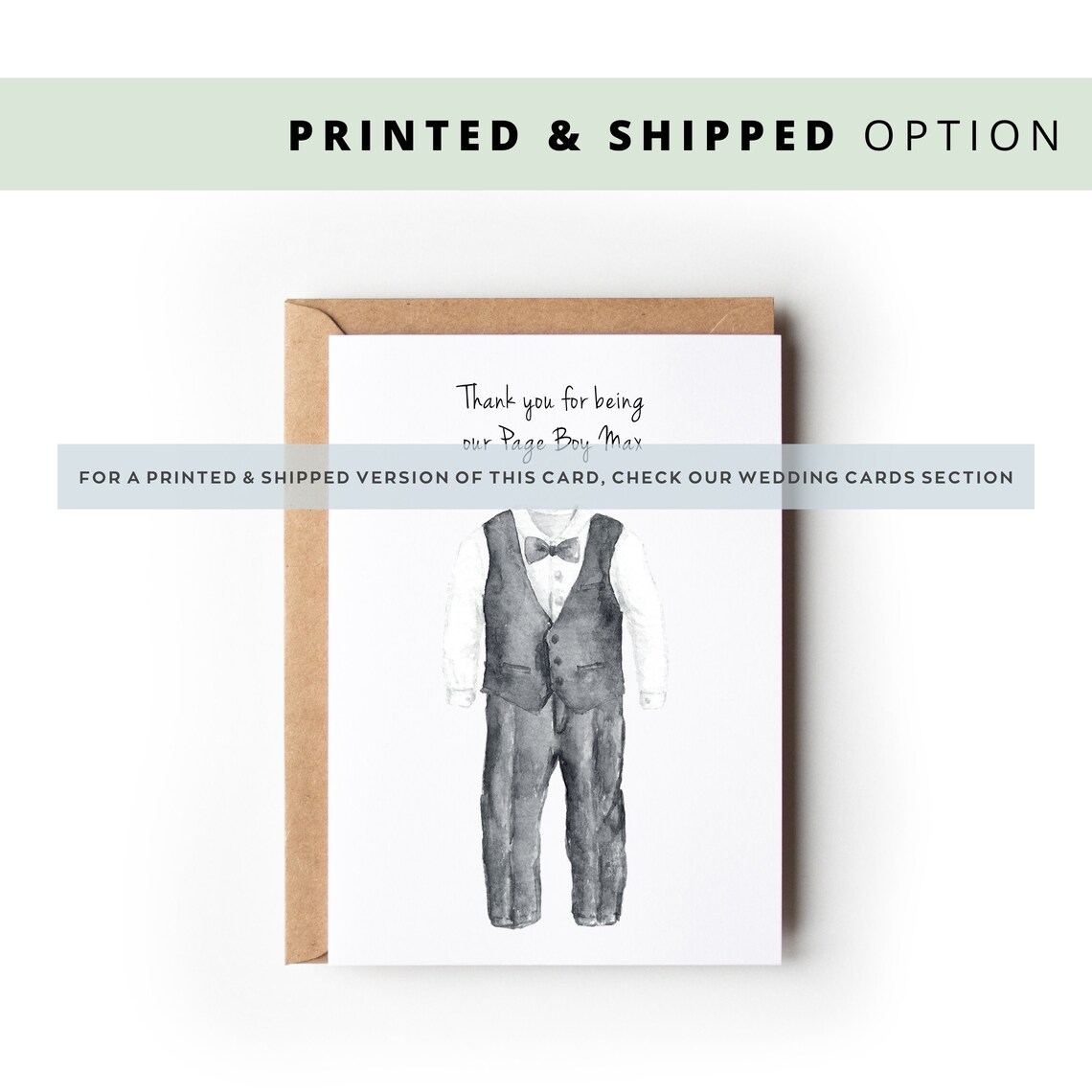 Printable Thank You for Being My Page Boy, Ring Bearer Thank You Card ...