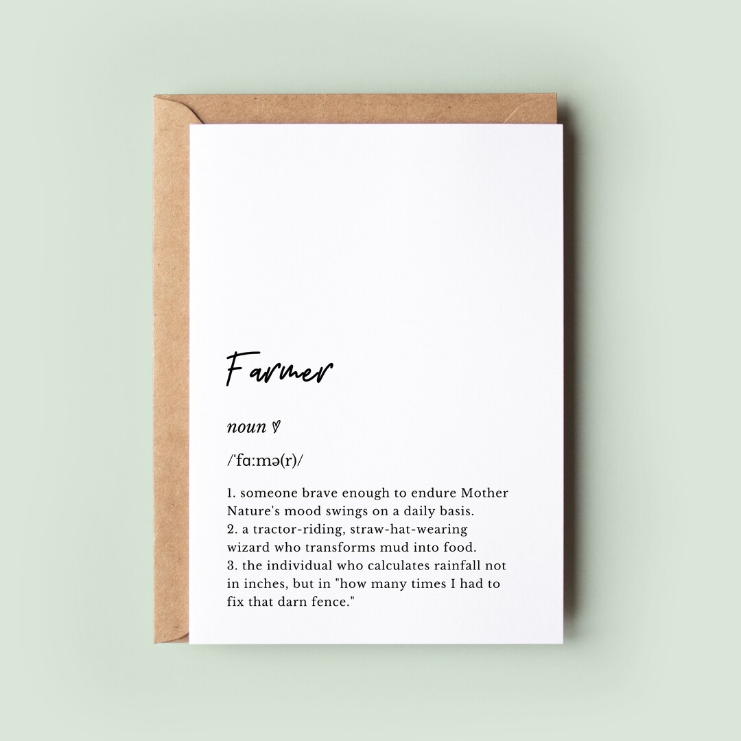 Farmer Definition Card, Farmer Appreciation Card, Farmer Birthday Card ...
