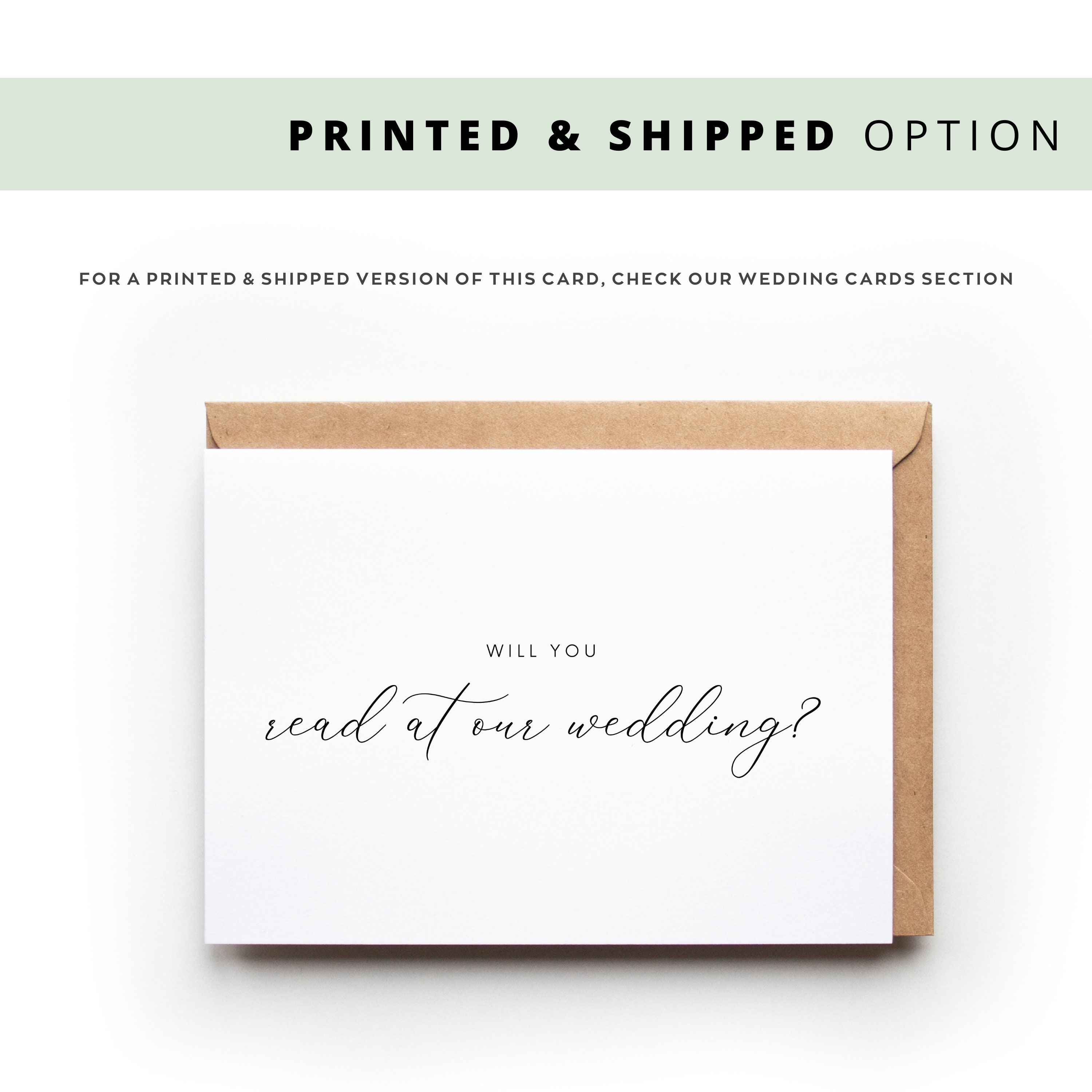 Printable Classic Will You Read at Our Wedding, Wedding Party Card ...