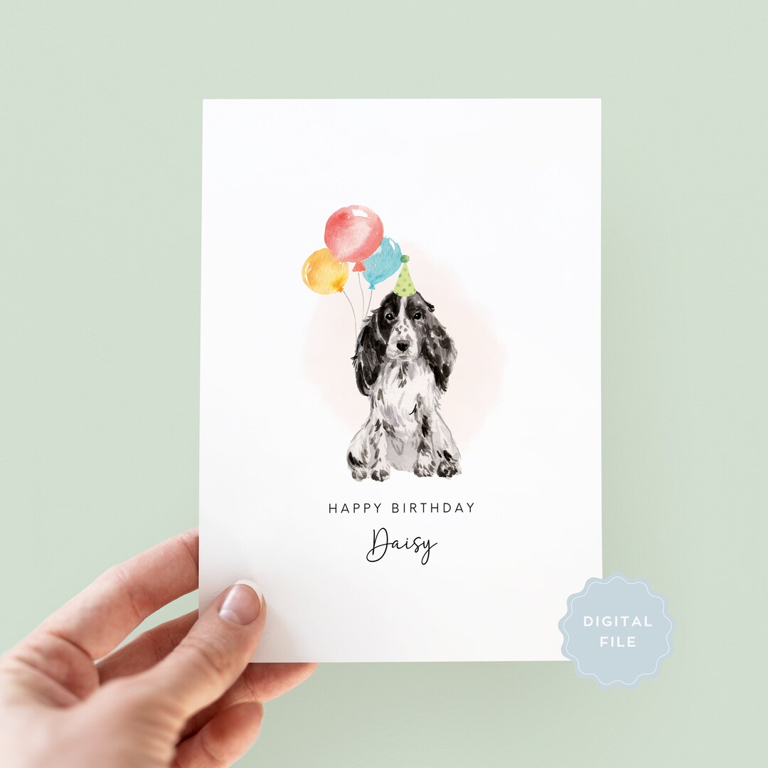 Printable Cocker Spaniel Birthday Card From the Dog, Birthday Card for ...