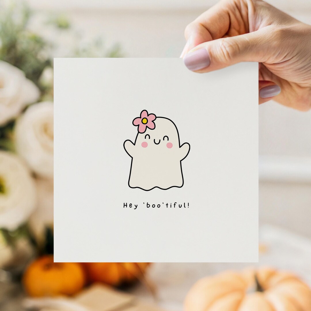 Hey Boo’tiful Halloween Card – Cute Ghost Card for Her or Friend - Etsy