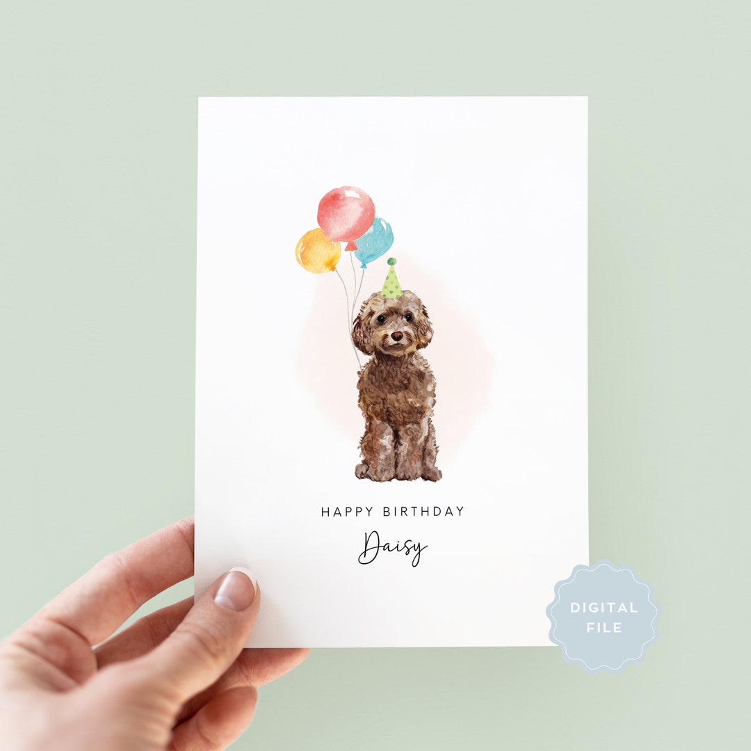 Printable Cockapoo Birthday Card From the Dog, Birthday Card for Dog ...