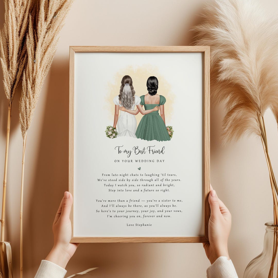 Personalised Best Friend Wedding Day Print – Poem for Bride From Bestie ...
