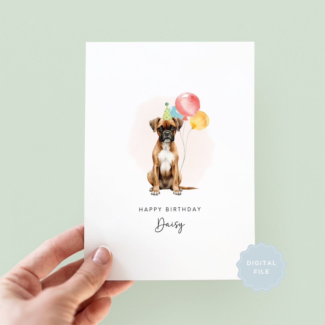 Printable Boxer Dog Birthday Card From the Dog, Birthday Card for Dog ...