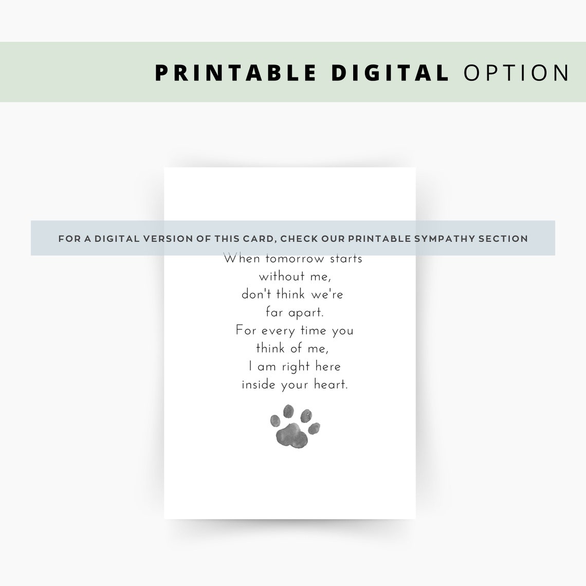 Pet Loss Sympathy Card, Pet Bereavement Card, Pet Death, Animal ...