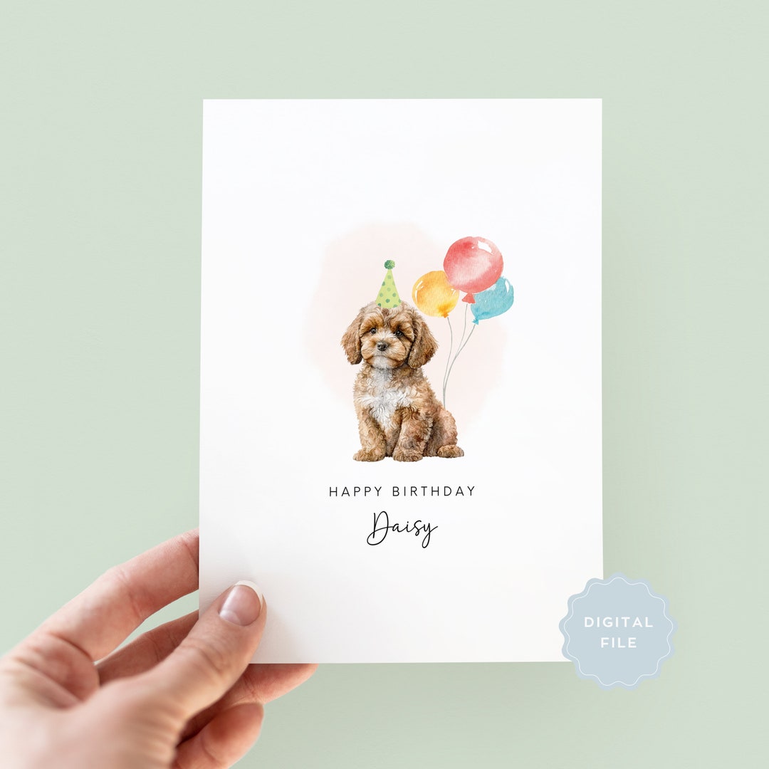Printable Cavapoo Dog Birthday Card From the Dog, Birthday Card for Dog ...