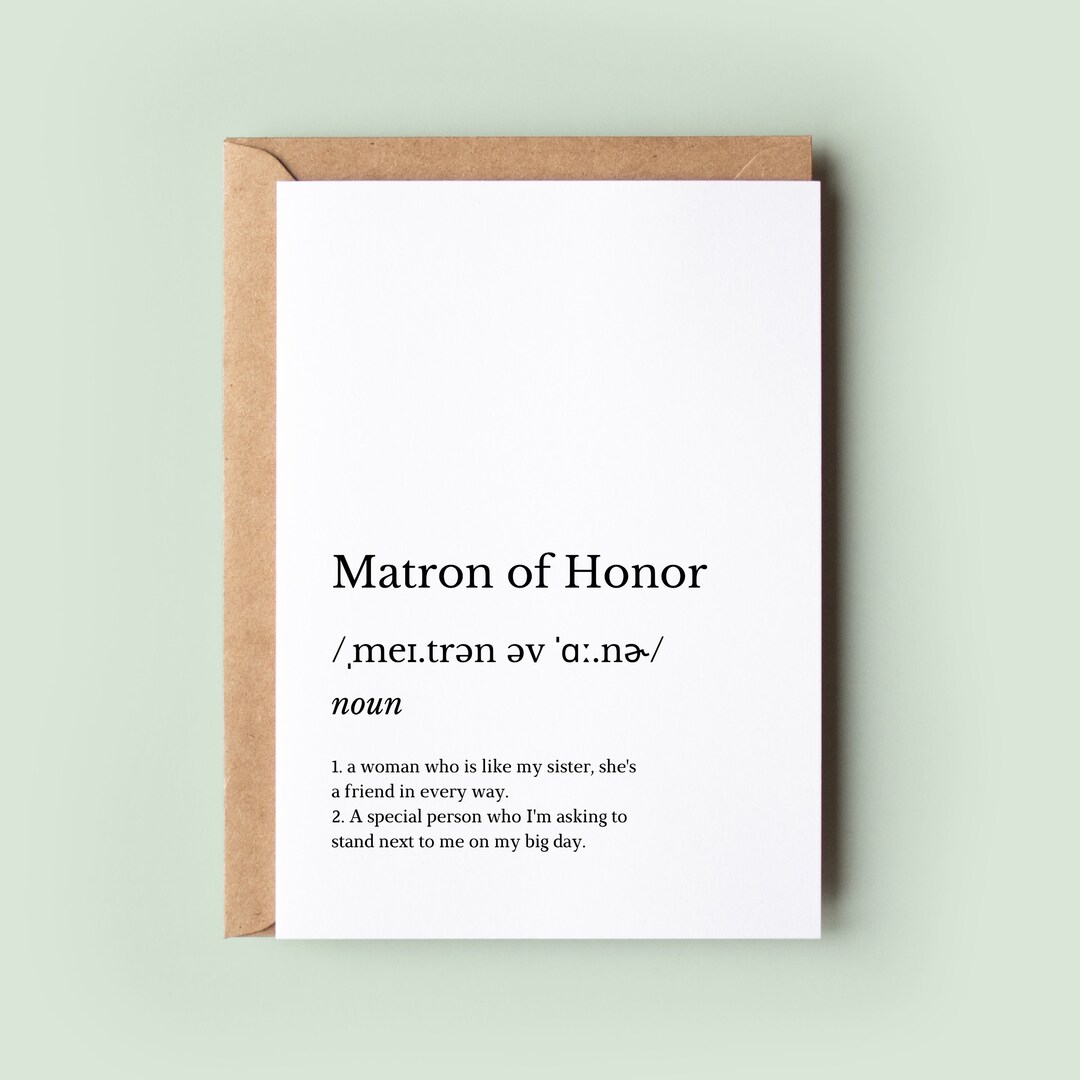 Matron of Honor Definition Card, Will You Be My Matron of Honor Cards ...