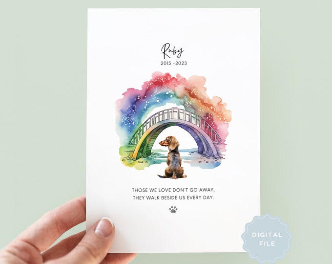 Printable Rainbow Pet Loss Card, Dog Sympathy Card, Cat Sympathy Card ...