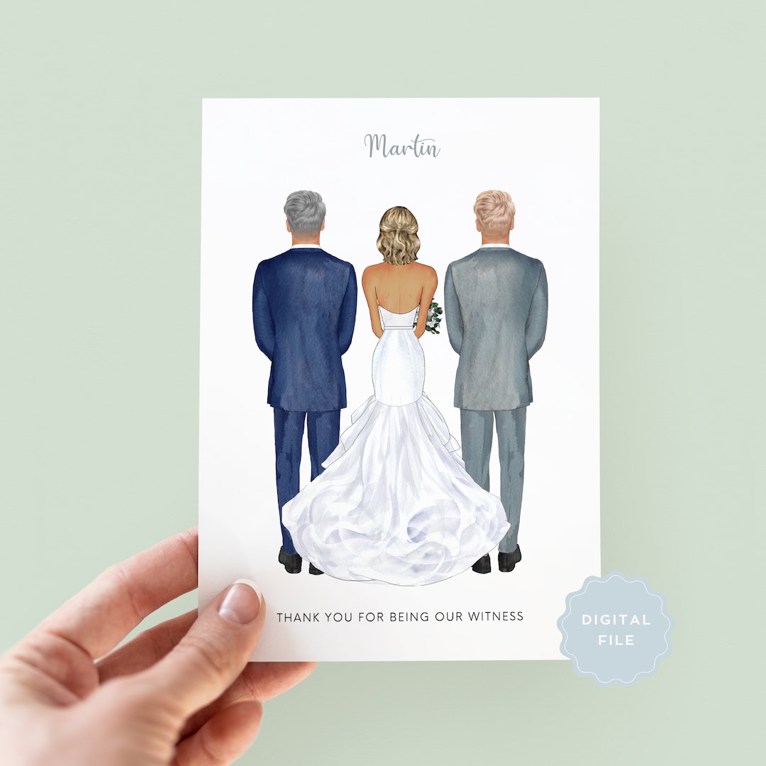 Printable Personalised Thank You for Being Our Witness Card, Wedding ...