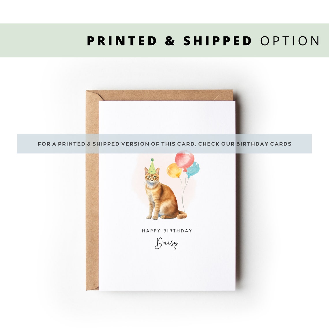 Printable Abyssinian Birthday Card From the Cat, Birthday Card for Cat ...