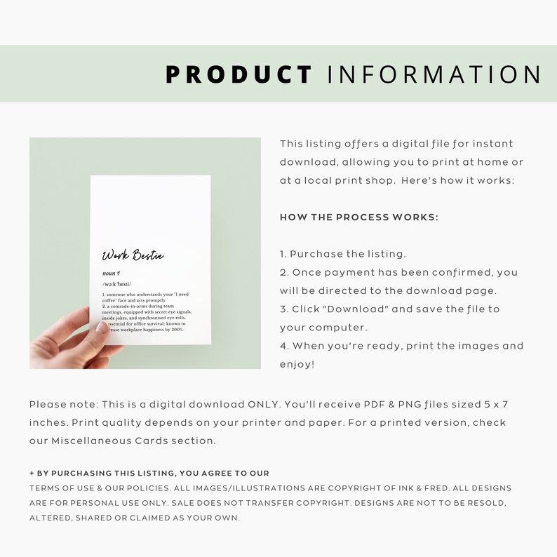 Printable Work Bestie Definition Card, Work Bestie Leaving Card, Work ...