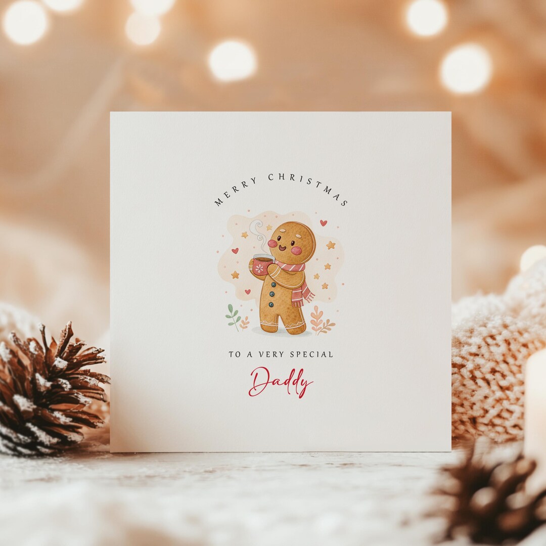 Gingerbread Man Christmas Card for Dad | Festive Card From Daughter or ...